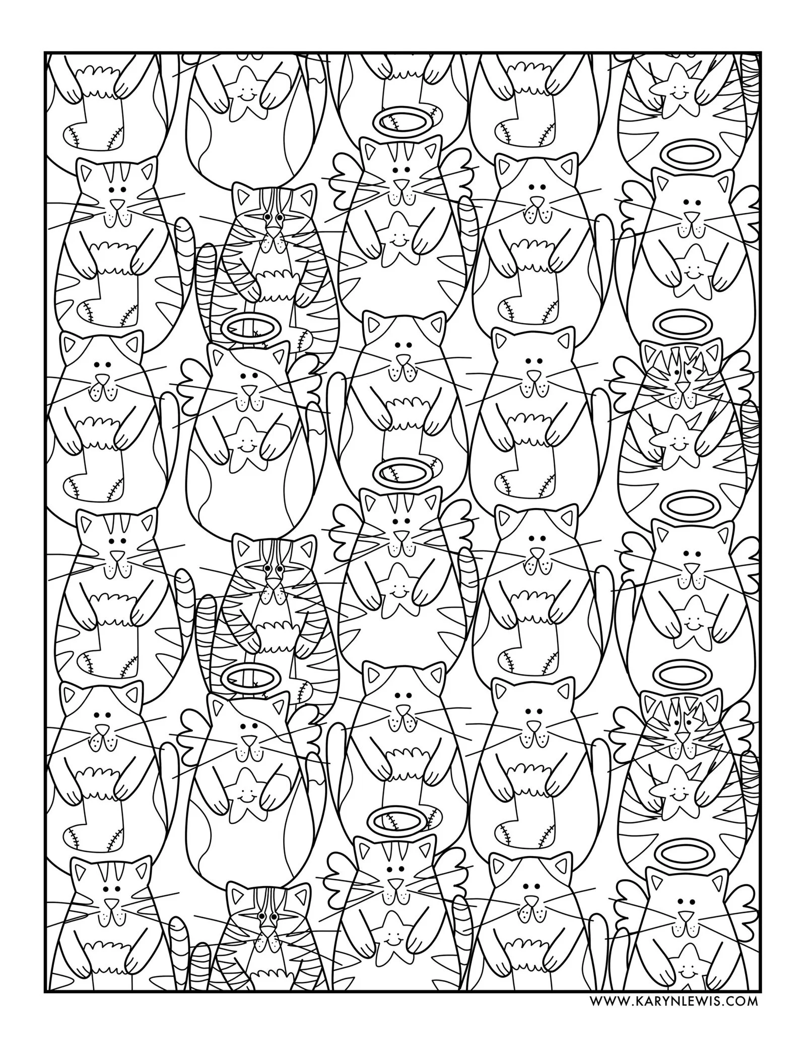 Christmas Cats Coloring Pages to Print - Free Printable Coloring Pages