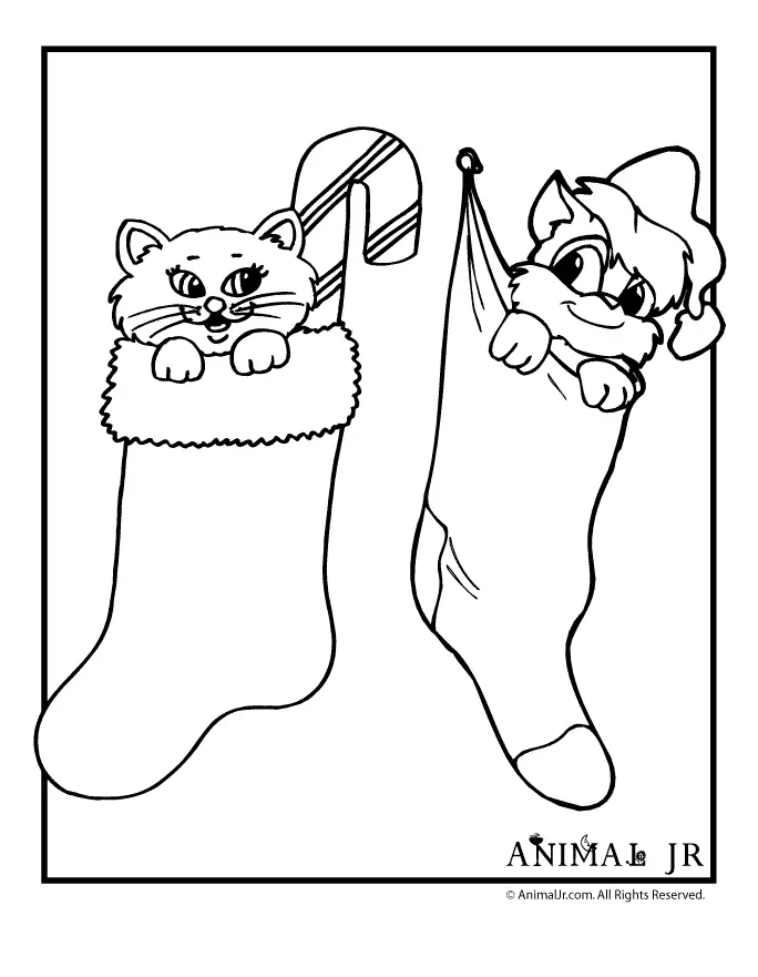 Christmas Cats Coloring Pages to Print - Free Printable Coloring Pages