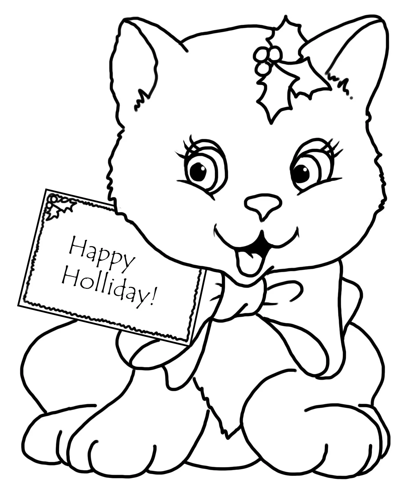 Christmas Cats Coloring Pages to Print - Free Printable Coloring Pages