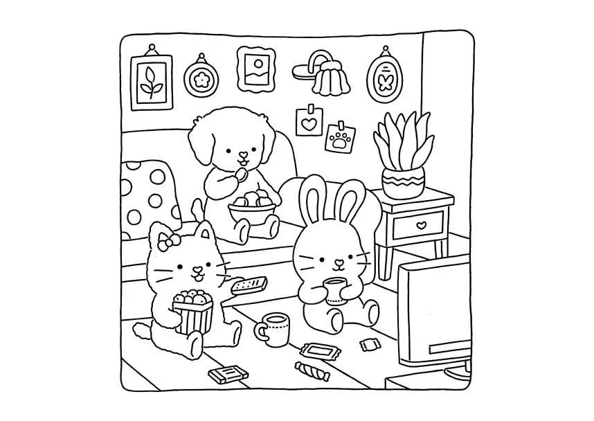 Fuzzy Hygge Coloring Pages to Print - Free Printable Coloring Pages