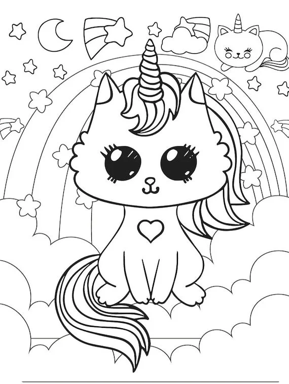Kittycorn Coloring Pages to Print - Free Printable Coloring Pages