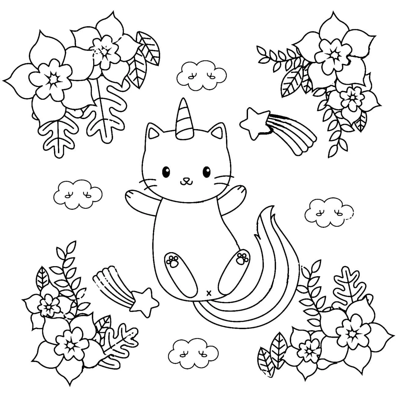 Kittycorn Coloring Pages to Print - Free Printable Coloring Pages